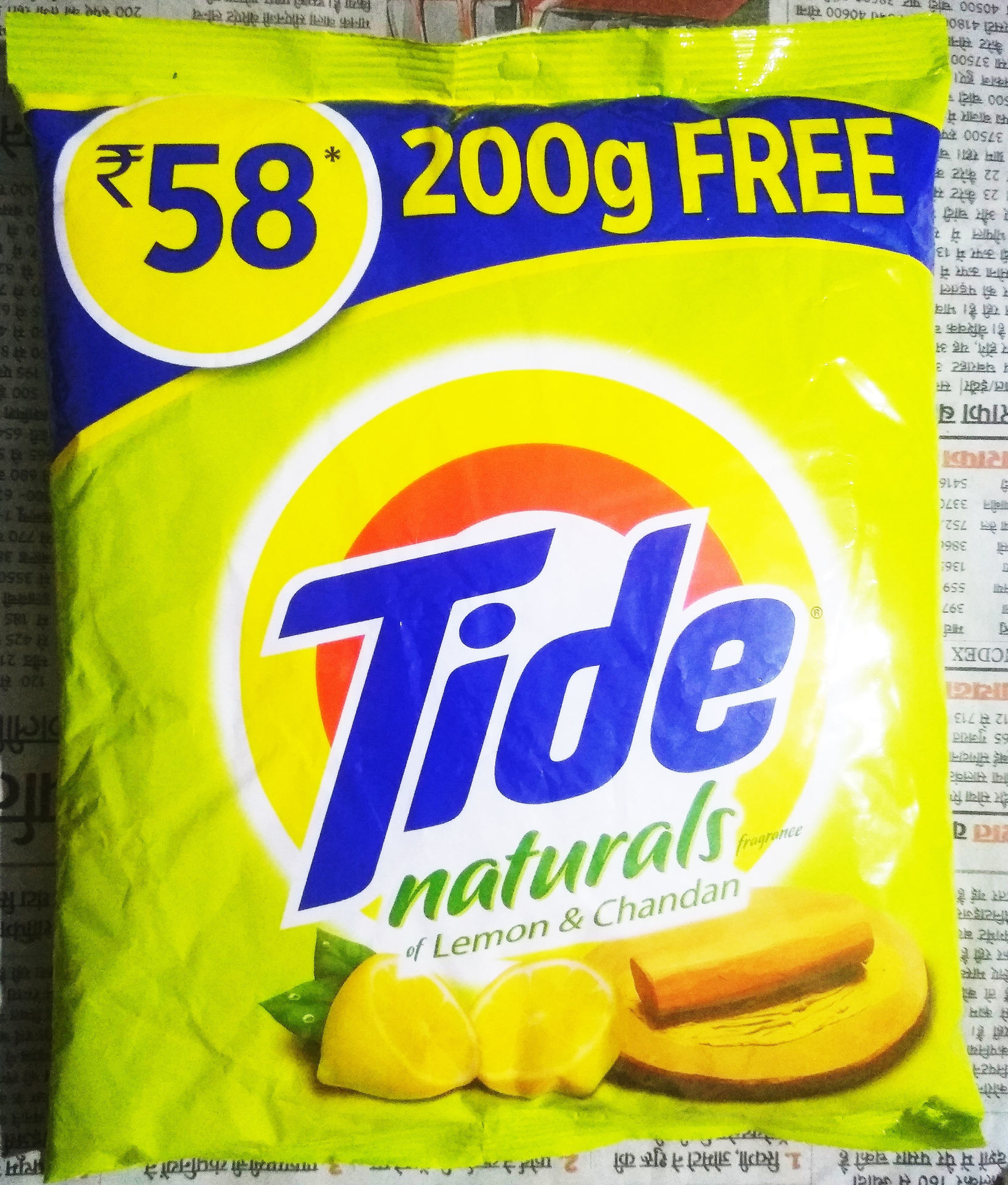 Tide Naturals Lemon & Chandan Detergent Powder(800g +200g Free)-